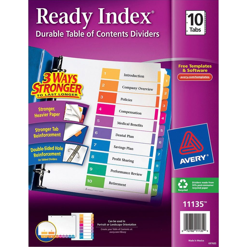 10-Tab Index Dividers - Ready-Set-Start
